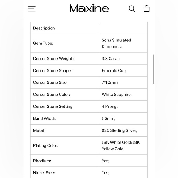 Maxine of Hollywood | Jewelry | Maxine Jewelry Classic Emerald Cut ...